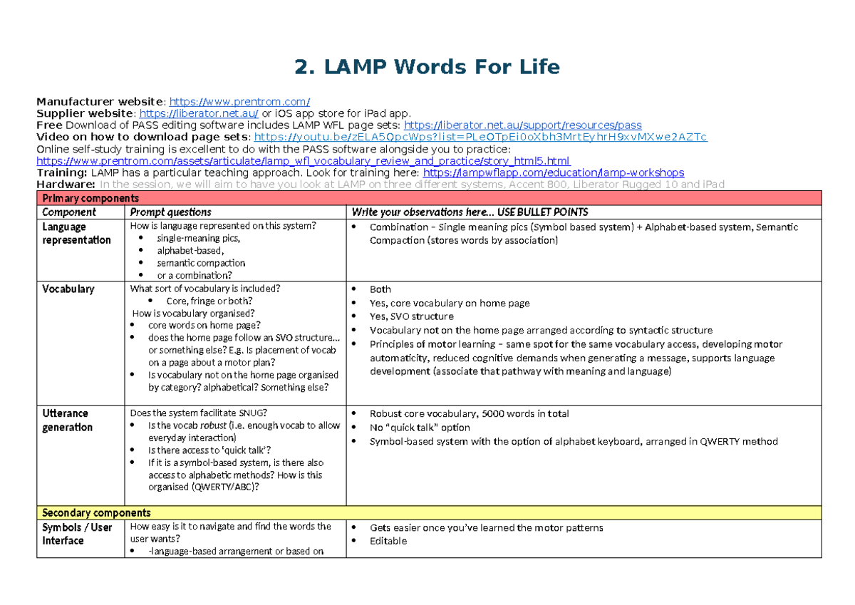 2. LAMP Words For Life: Overview & Training Resources - Studocu