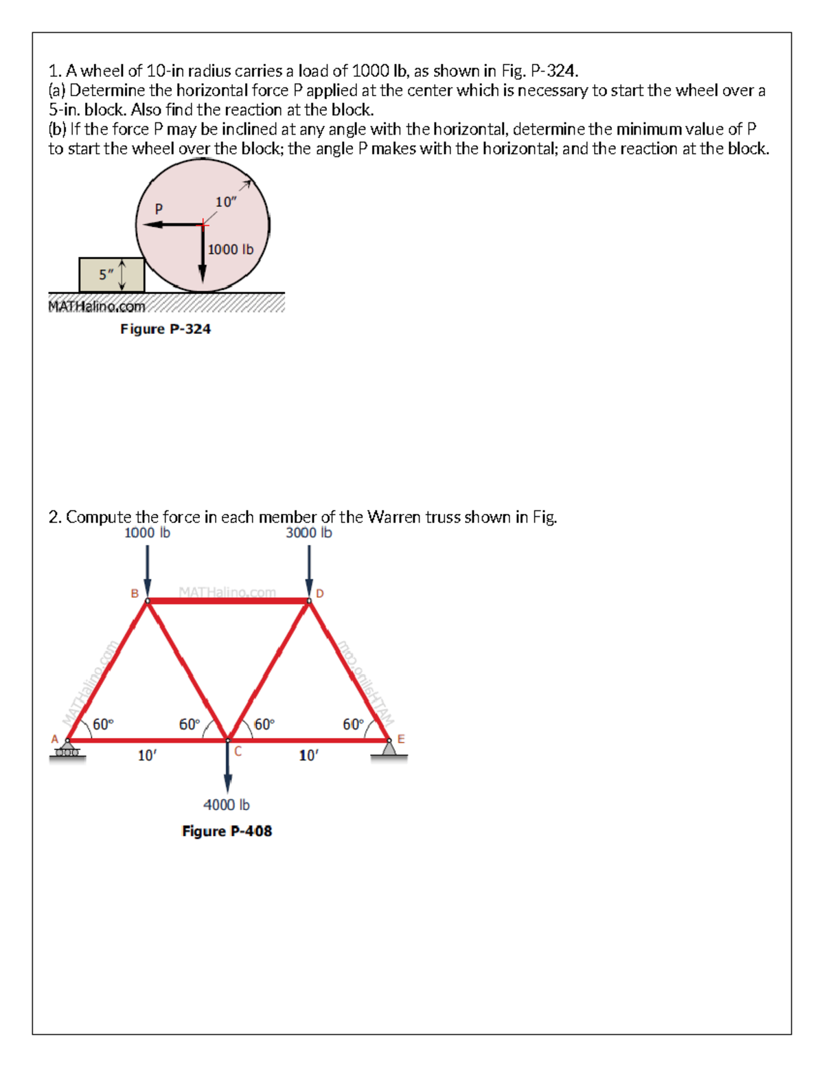 Engineering Mechanics: Statics Problems & Solutions (EGR 201) - Studocu