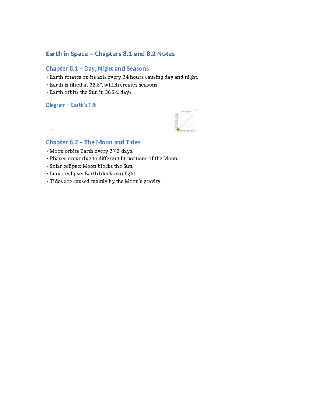 Earth in Space Notes: Chapters 8.1 & 8.2 with Diagrams - Studocu