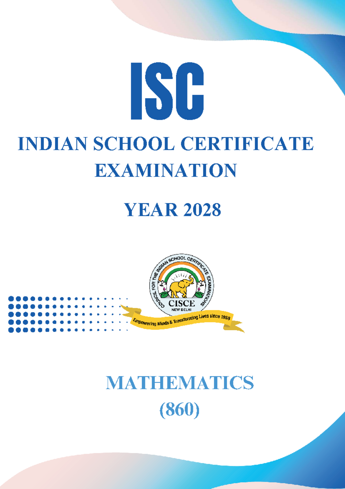 ISC Mathematics Syllabus (860) for Year 2028: Class XI & XII - Studocu