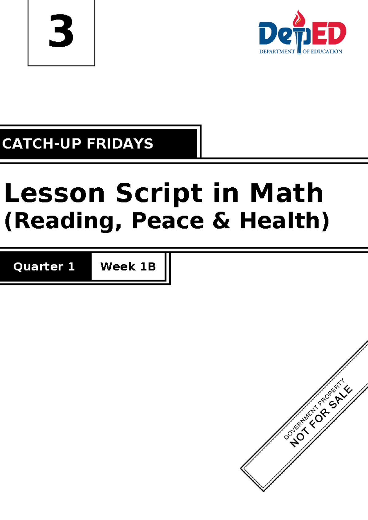 C0 2024 LS G3 CUF Math Q1 Week 1B Lesson Script & Activities - Studocu