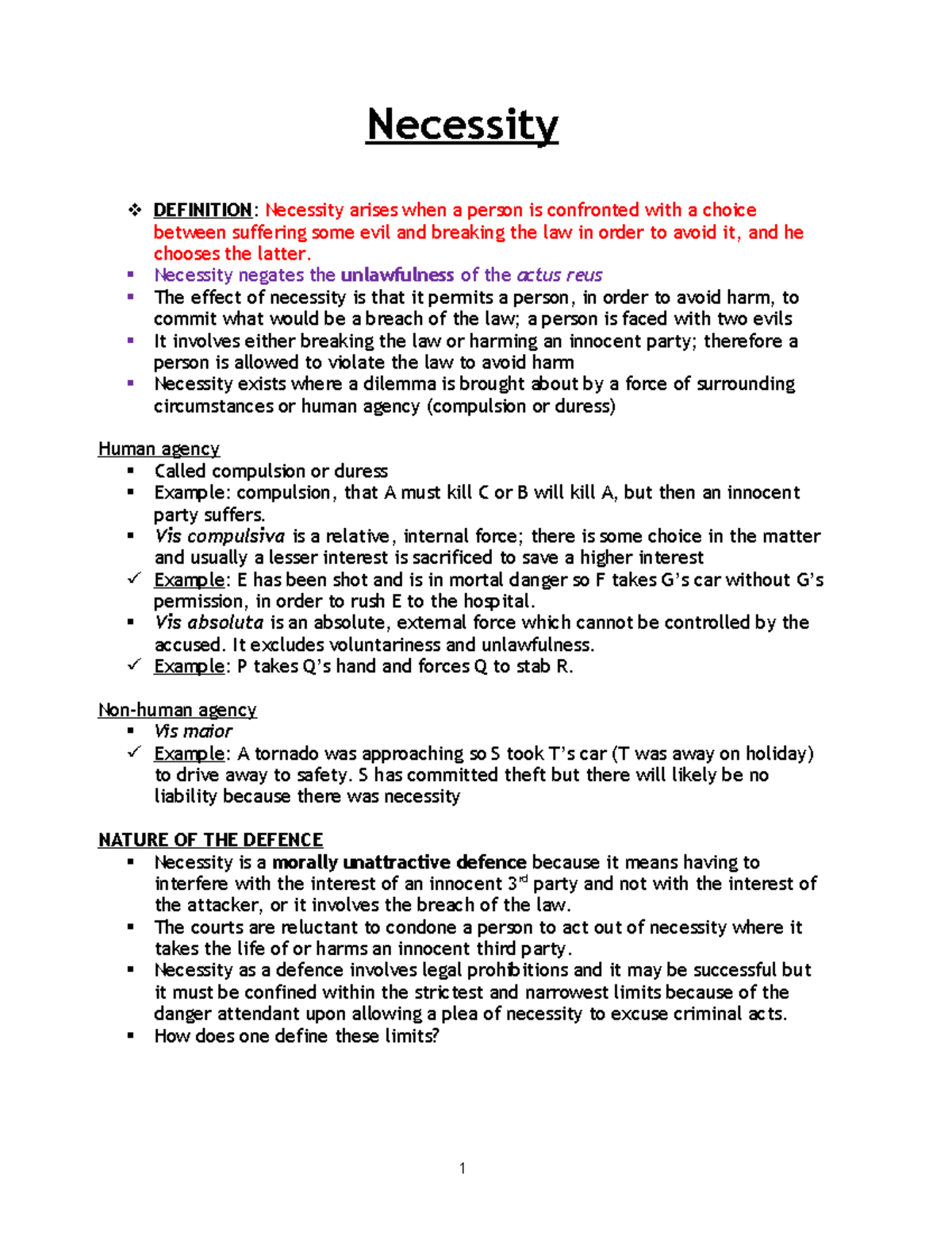 Necessity as a ground of justification - Necessity DEFINITION ...