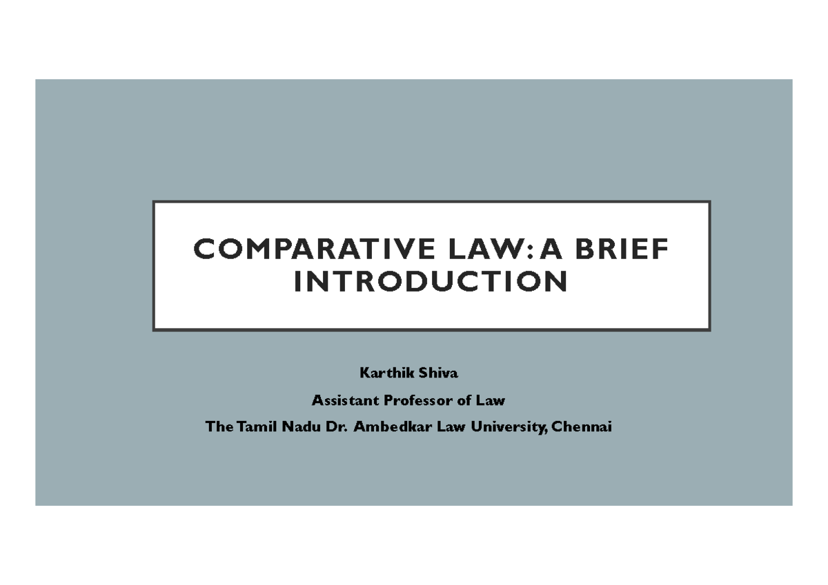 Introduction to Comparative Law: Key Concepts and Methodologies - Studocu