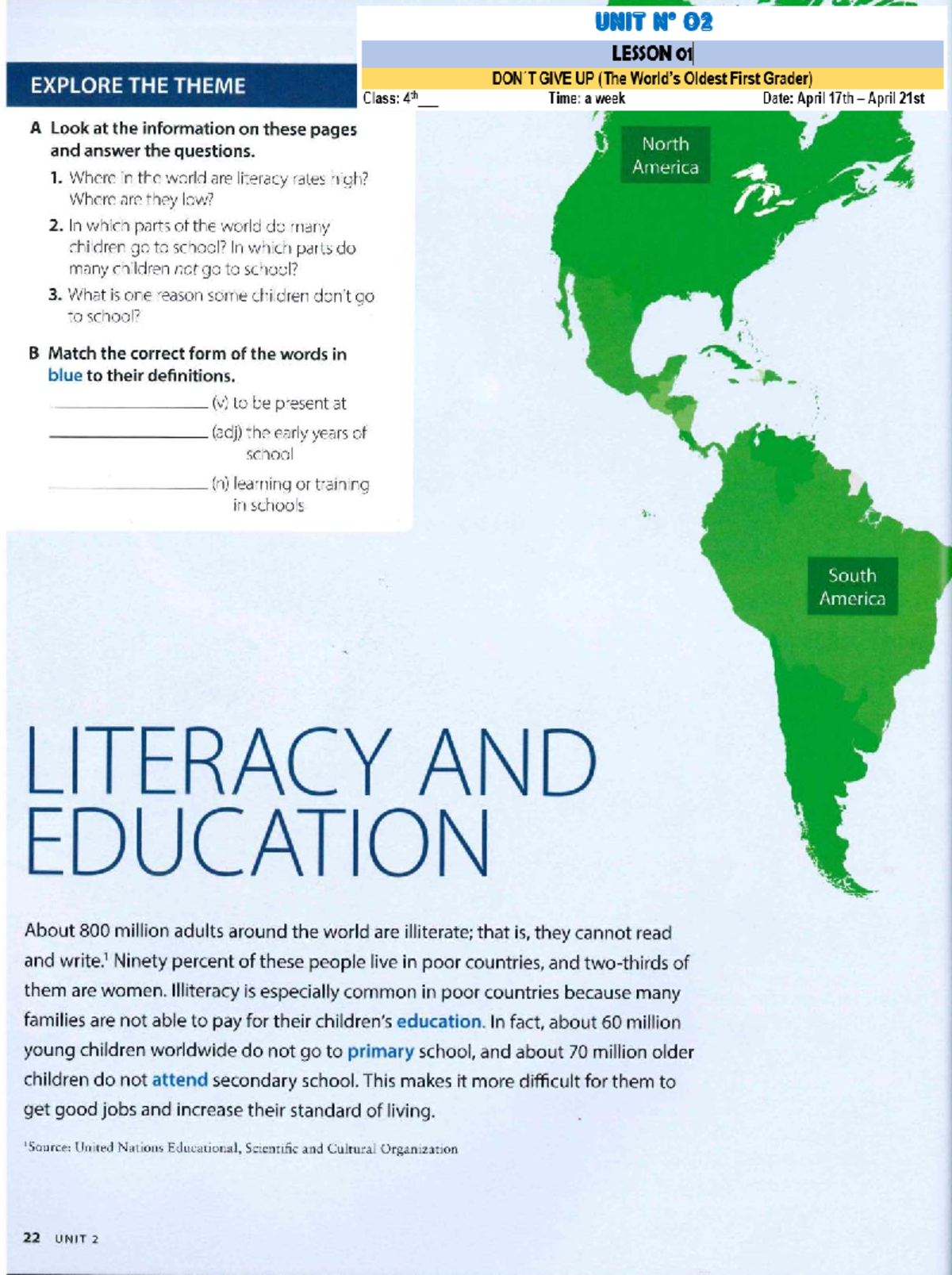 ENG 101 UNIT 02 LESSON: The Importance of Education and Literacy - Studocu
