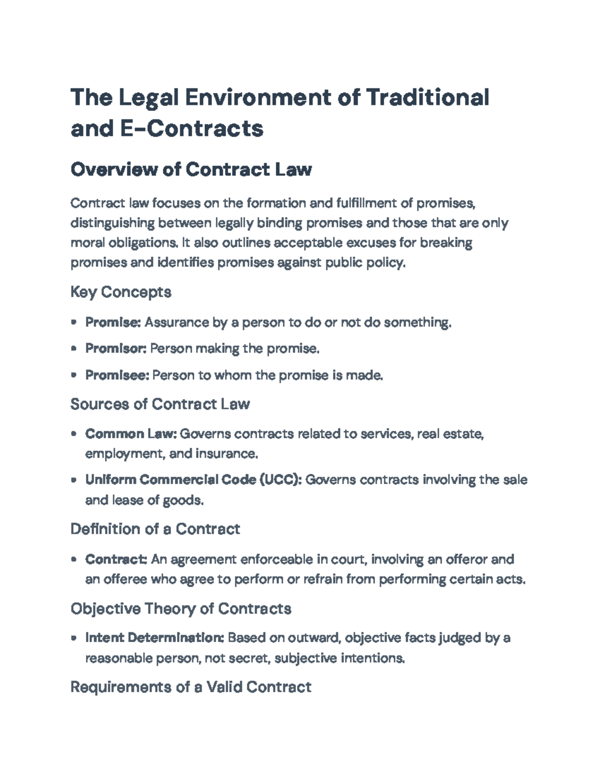 Overview of Contract Law: Traditional and E-Contracts in Business - The ...