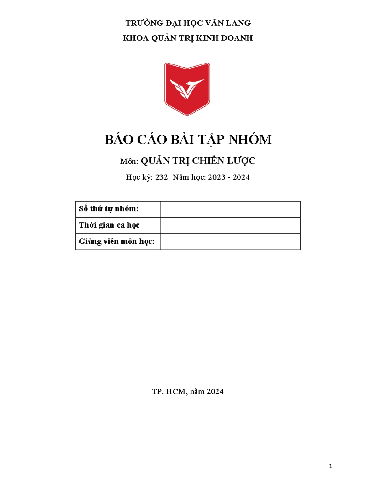 Báo cáo Nhóm: Phân Tích Chiến Lược – Môn QTCH 232 (2023-2024) - Studocu