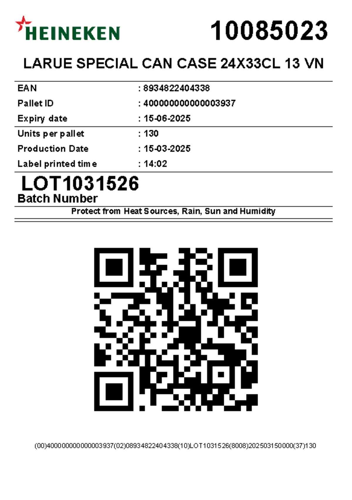 1123 - 1234 - LARUE SPECIAL CAN CASE 24X33CL 13 VN EAN : 8934822404338 ...