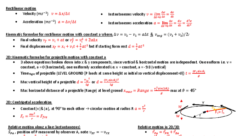 Physics 160 Final Exam: Kinematics and Dynamics Concepts - Studocu