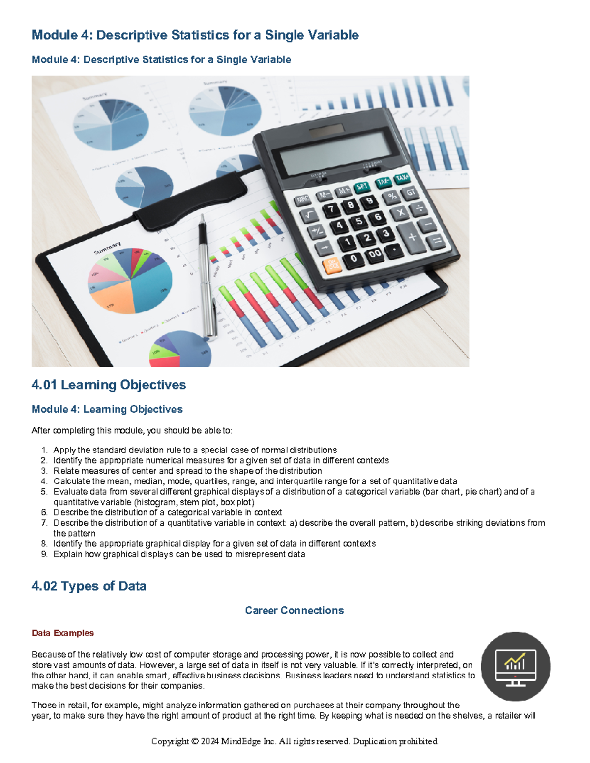 Module 4: Descriptive Stats for Single Variable Analysis - 2024 - Studocu