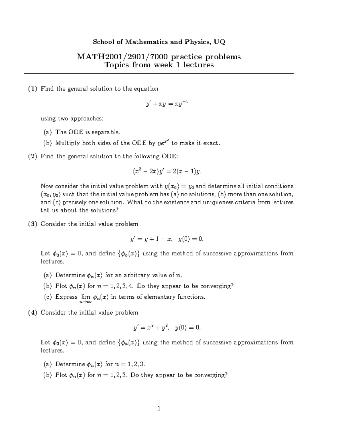 MATH1010 Week 1 Lecture Practice Problems and Solutions - Studocu
