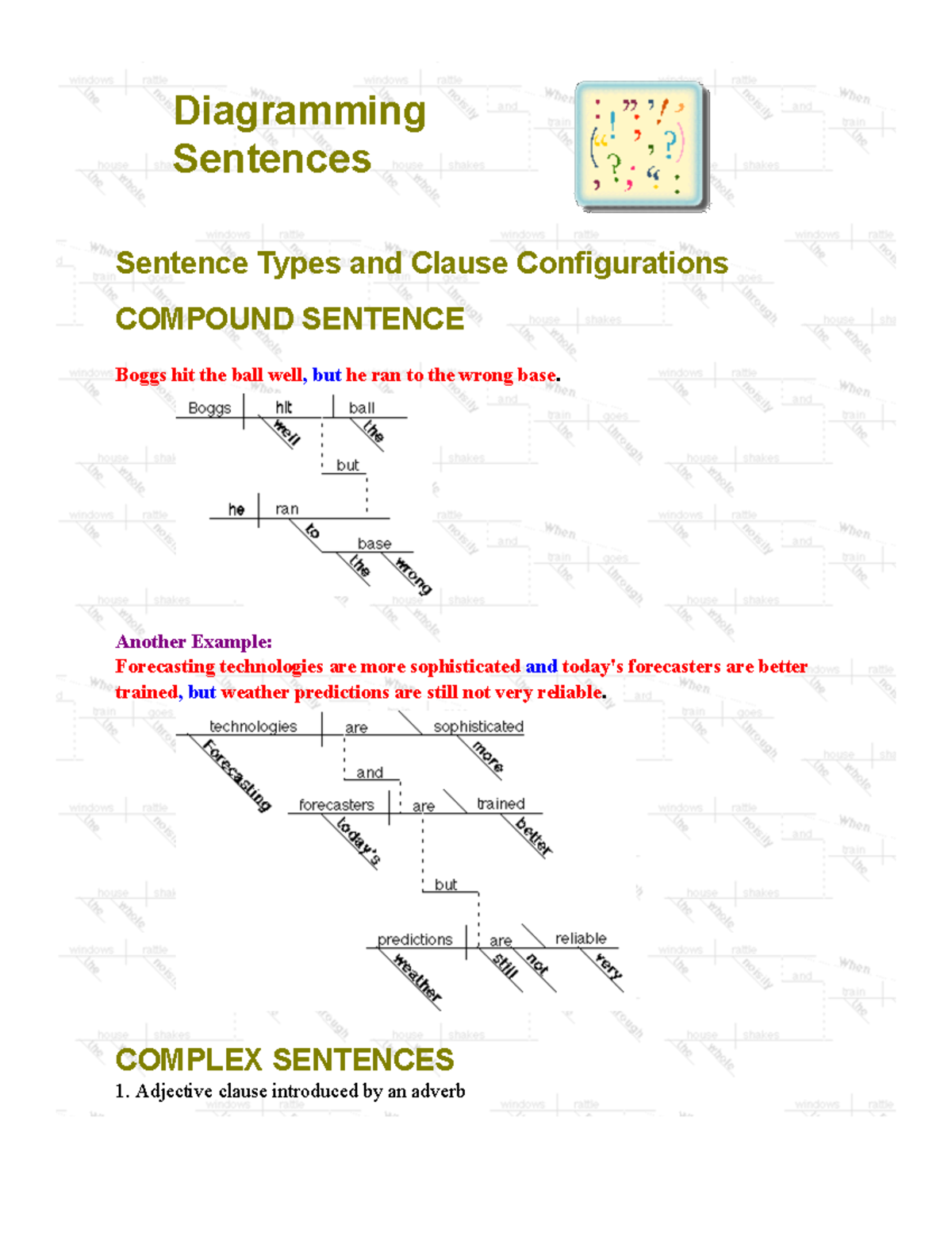 Diagramming Sentences - Diagramming Sentences Sentence Types and Clause ...