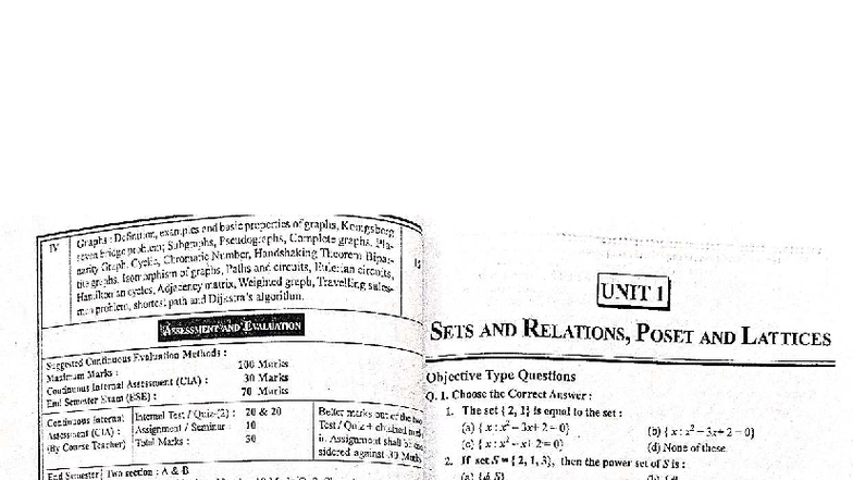 Discrete Mathematics: Key Concepts and Evaluation (B.C.A. 1st Sem ...