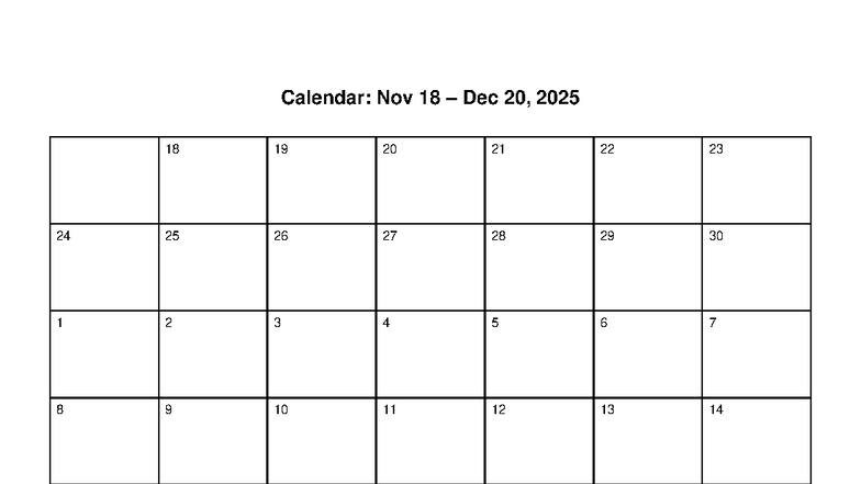 Calendar - calenar - PSYCH 1X03 - Calendar: Nov 18 – Dec 20, - Studocu