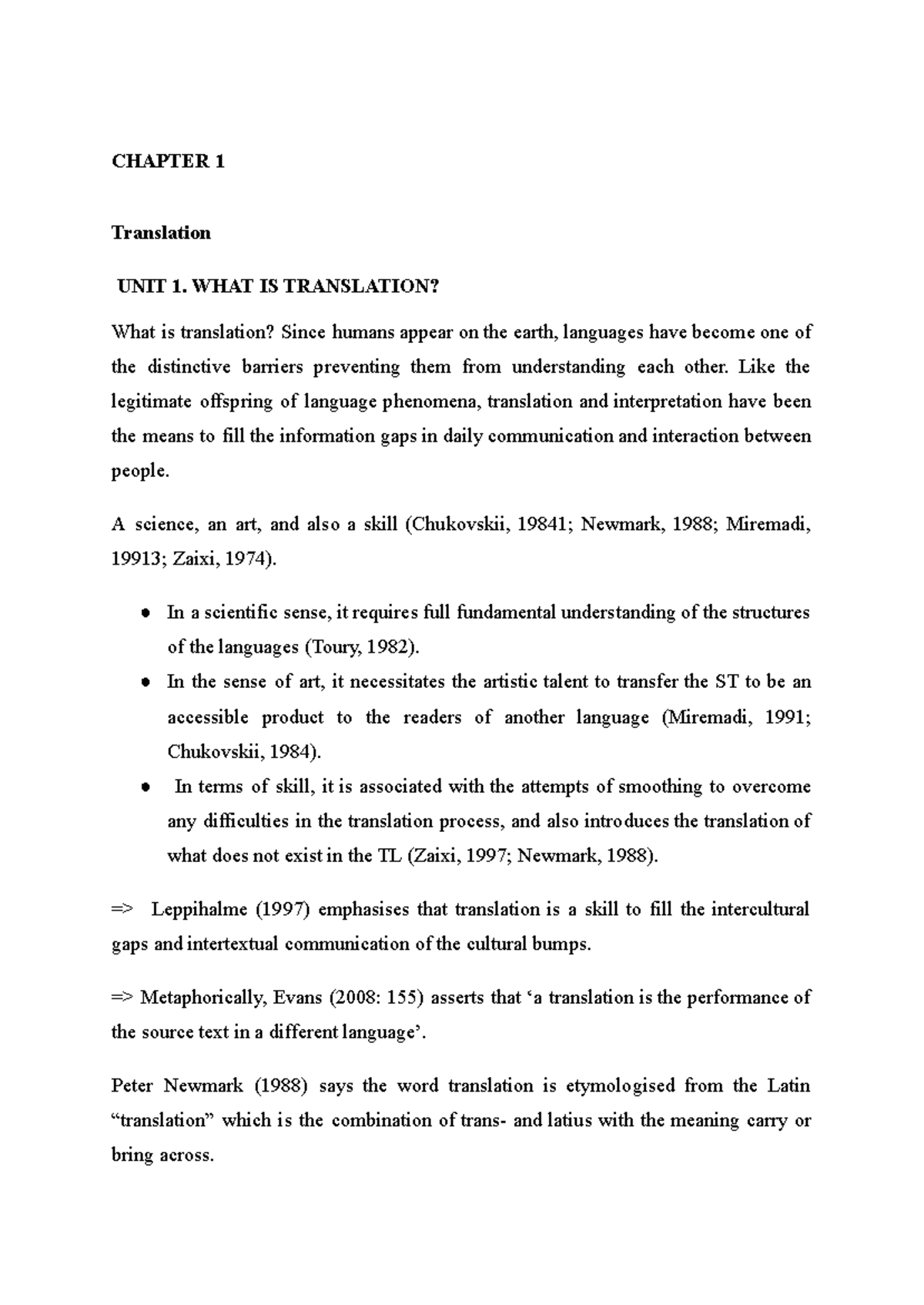 CHAPTER 1 Translation UNIT 1: Understanding Translation Concepts - Studocu