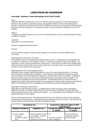 LU1 - Distinction between real rights and personal rights - LAW OF ...