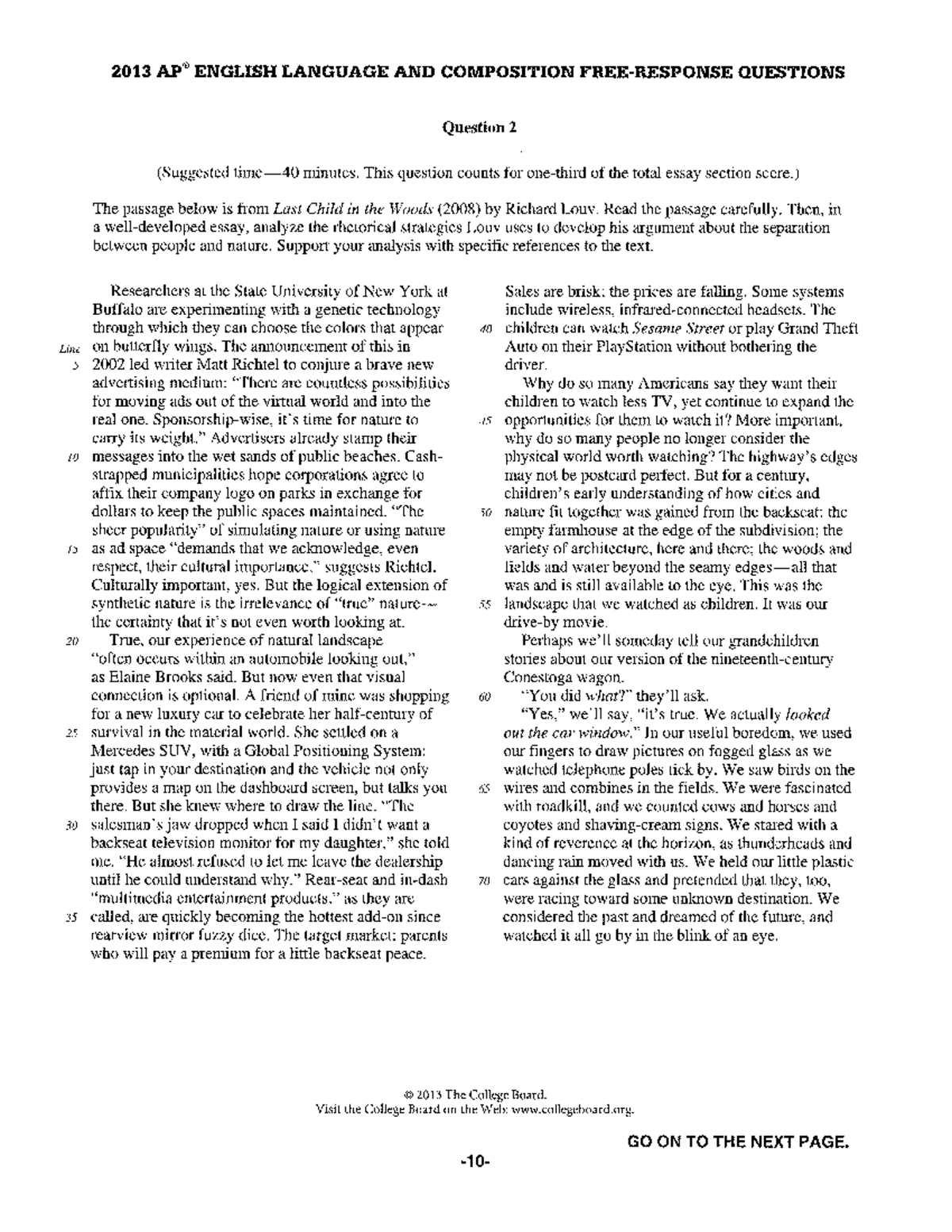 AP ENGLISH LANGUAGE AND COMPOSITION 2013 Rhetorical Analysis Samples ...