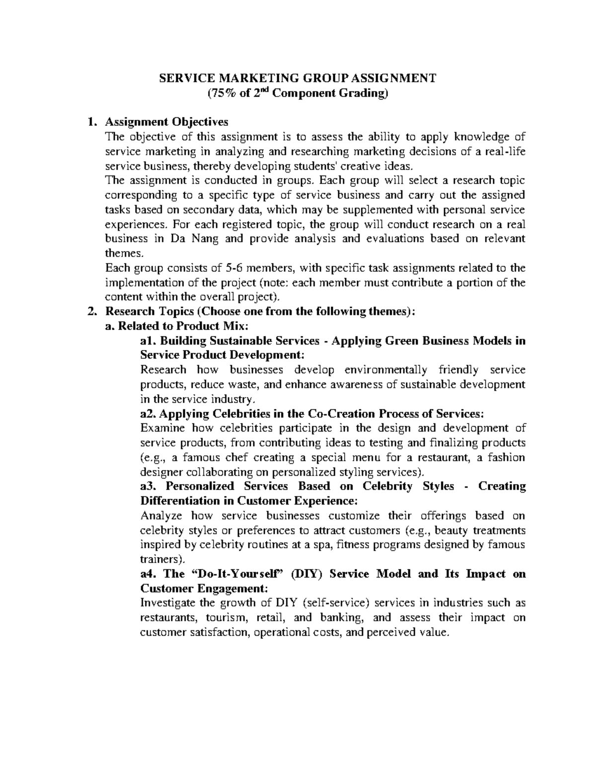 Service Marketing Group Project - SERVICE MARKETING GROUP ASSIGNMENT ...