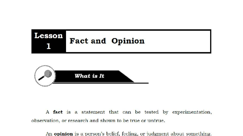 Lecture: Understanding Facts vs. Opinions in English - Studocu