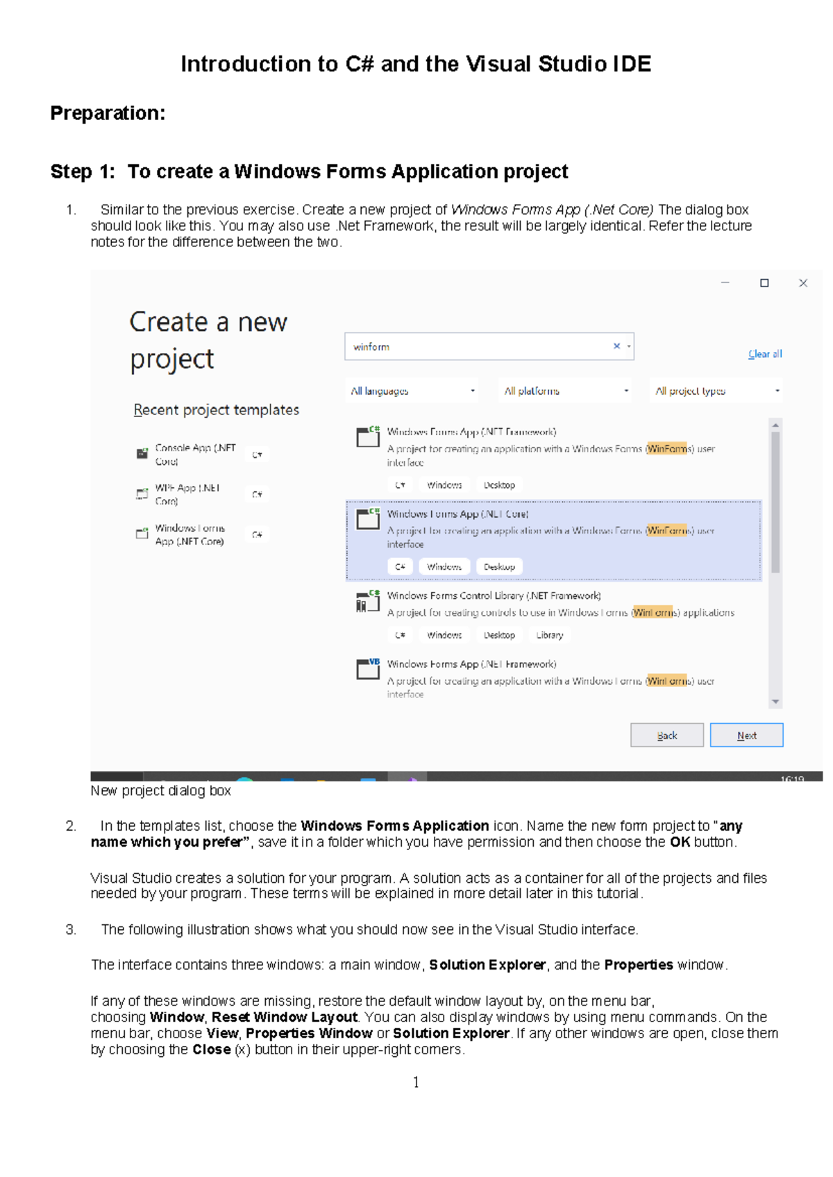 Practical 2: Working with C# in Visual Studio IDE - Exercises on ...