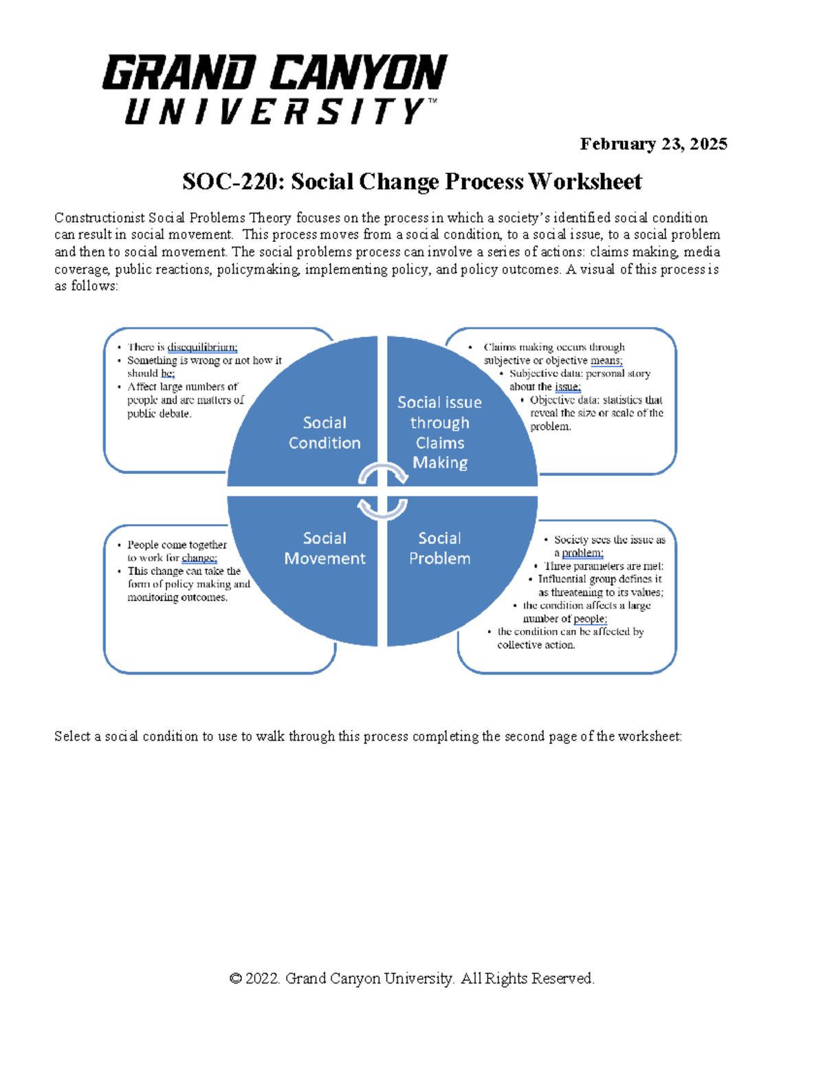 SOC 220 T2 Social Change Process Worksheet - February 23, 2025 SOC-220 ...