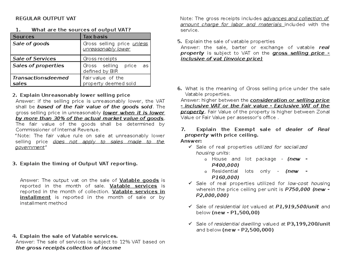 Bustax Notes CHAP9 - Chapter 9 – INPUT VAT Input Tax or VAT – VAT due ...