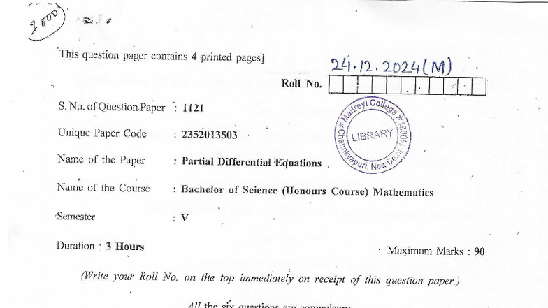 Title: B.Sc. (Hons) Math 1121 Final Exam: Partial Differential ...