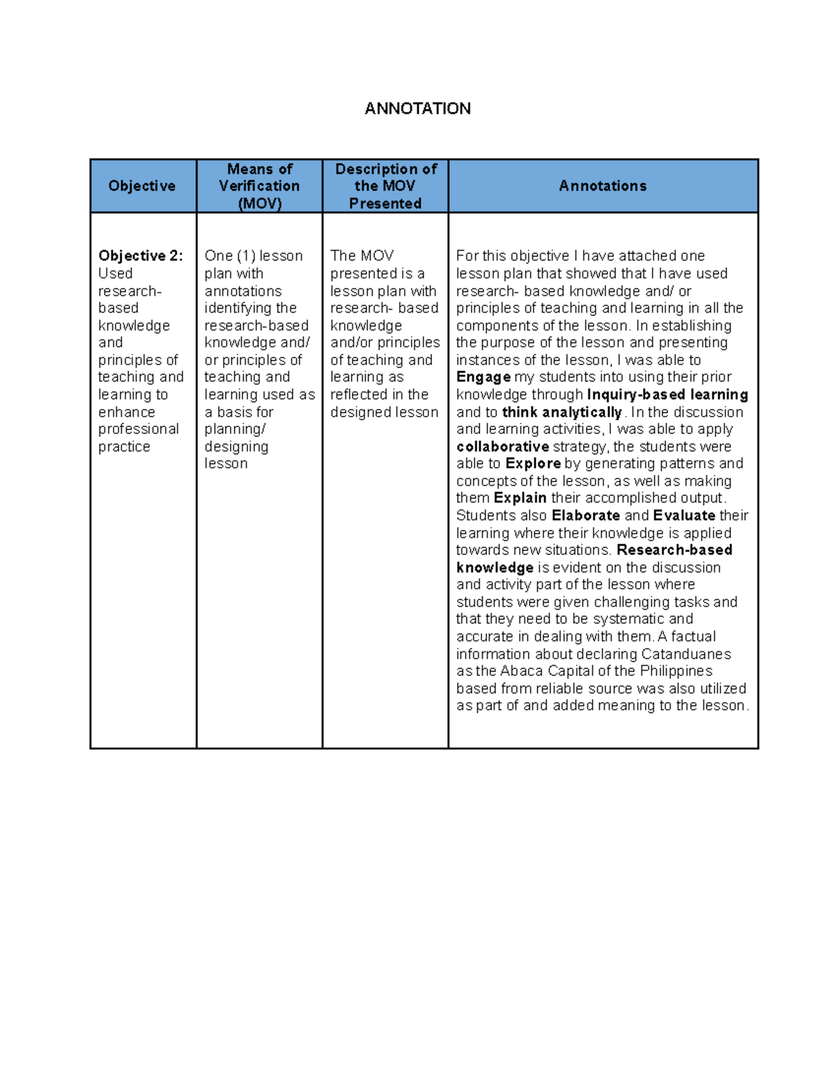 DLL Objective 2 Lesson Plan Annotation for Professional Practice - Studocu