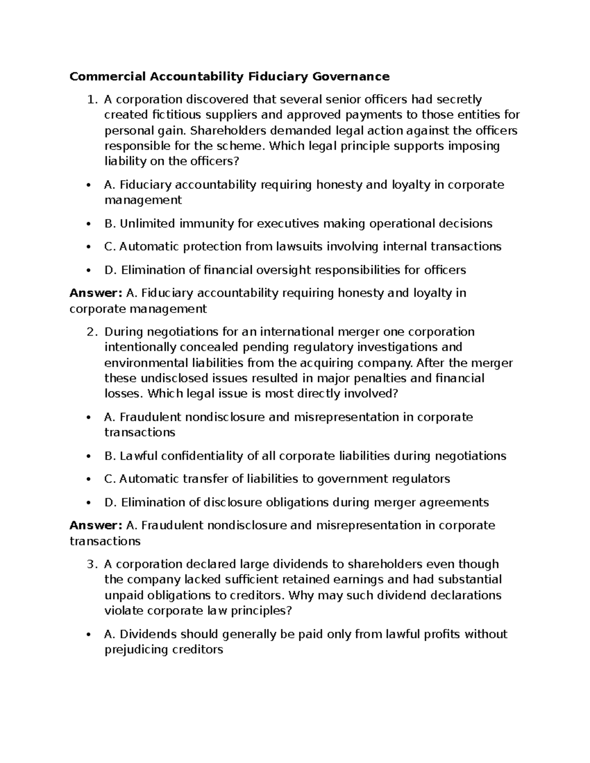 Commercial Accountability & Fiduciary Governance: Key Legal Principles ...