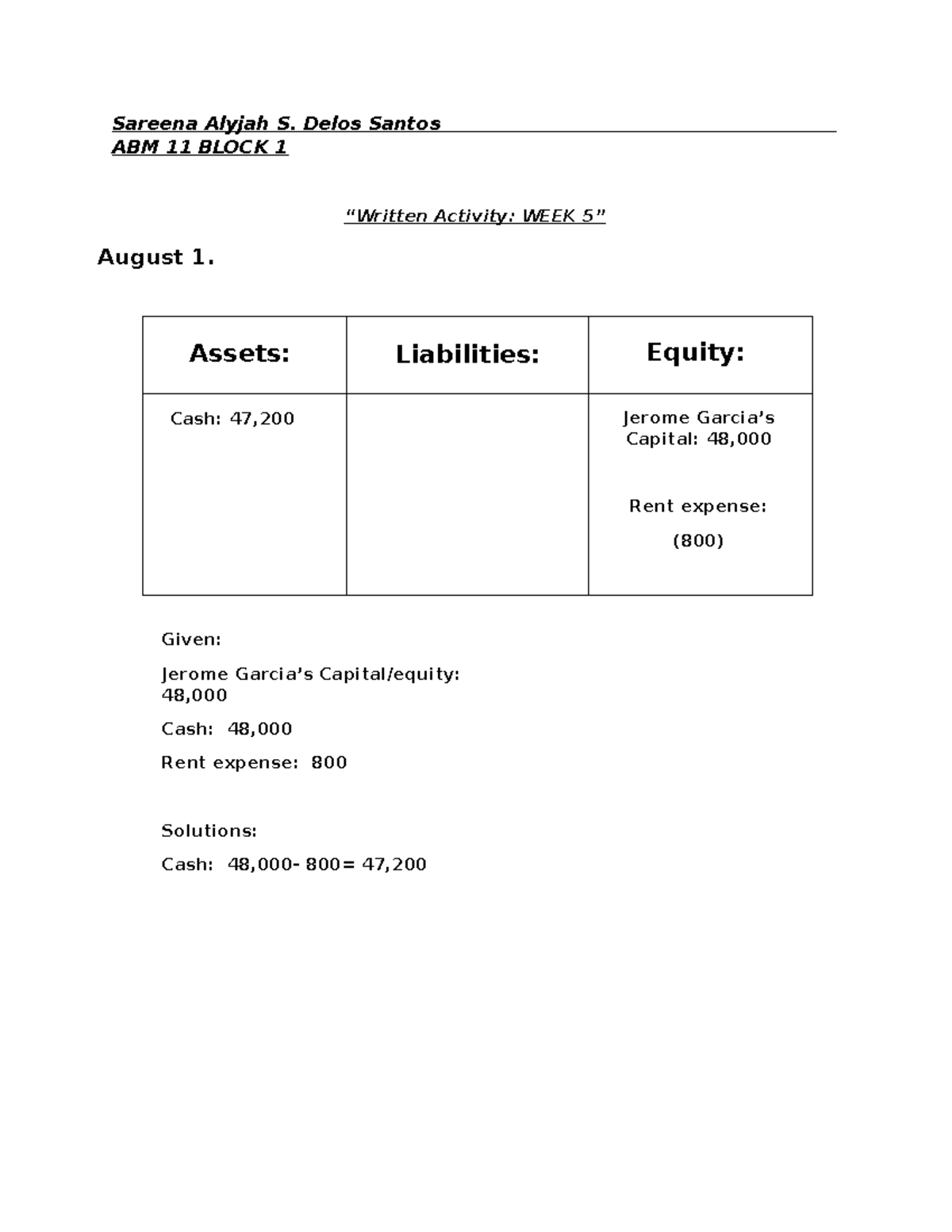 ABM 11 BLOCK 1: Week 5 Accounting Balancing Activity Notes - Studocu