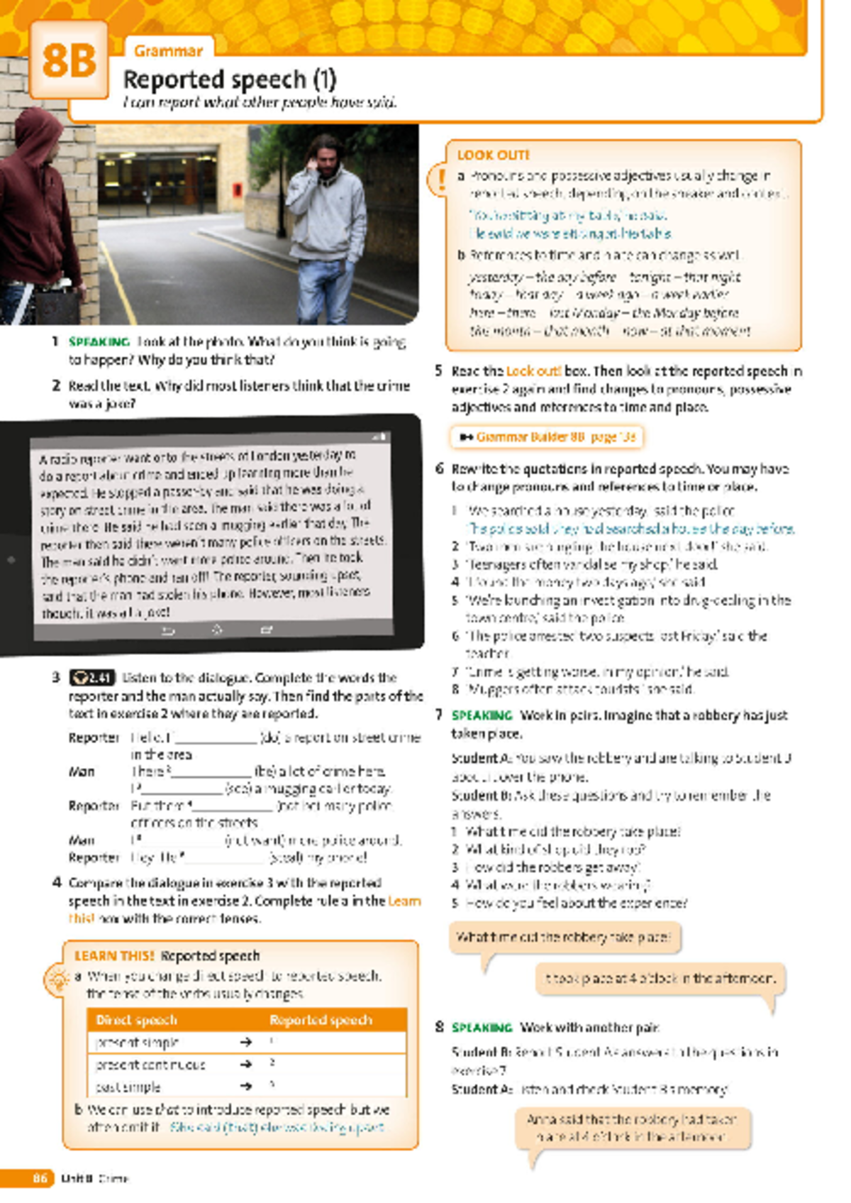 UNIT 8 - Elearning - Reported Speech Grammar Overview - Studocu