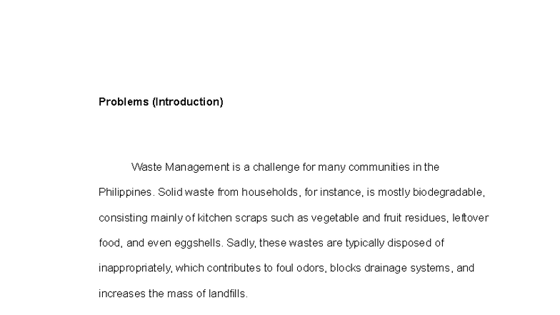 Concept Paper: Waste Management & Organic Fertilizers (ENV 101) - Studocu