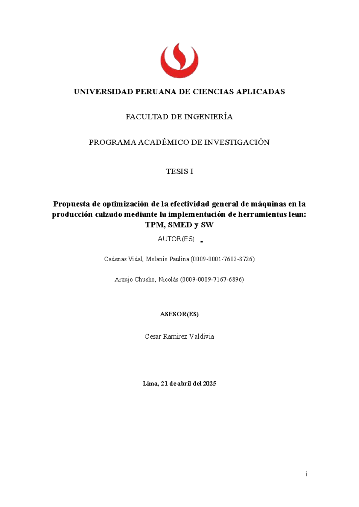 Tesis I: Optimización de OEE en Producción de Calzado con Lean Tools ...