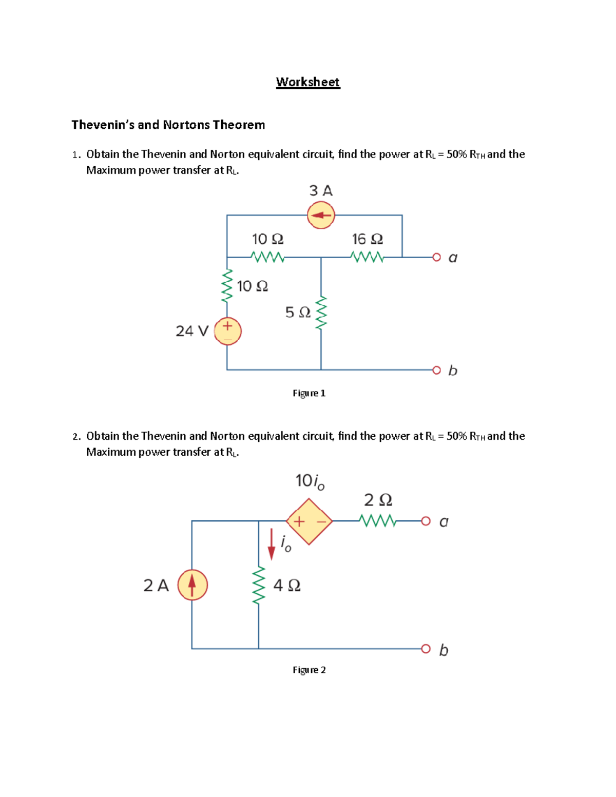 EE102 Lab Worksheet: Thevenin & Norton Theorems Analysis - Studocu