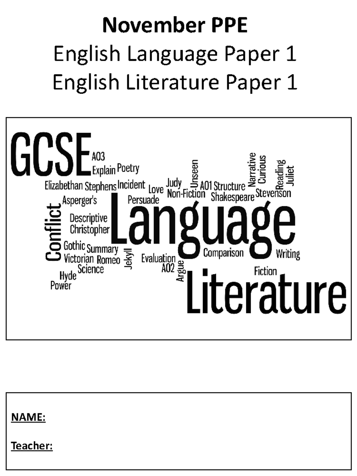 Y11 PPE English Language & Literature Revision Nov 2021 - Studocu