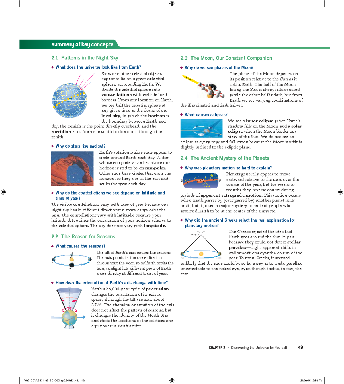 AST 1001 Chapter 2 Summary: Patterns in the Night Sky & Seasons - Studocu