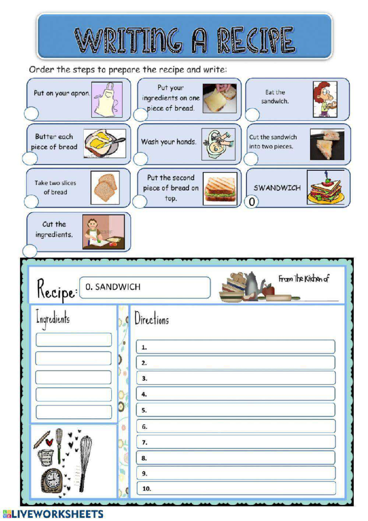 File gộp - Worksheet - WRITING A RECIPE Order the steps to prepare the ...