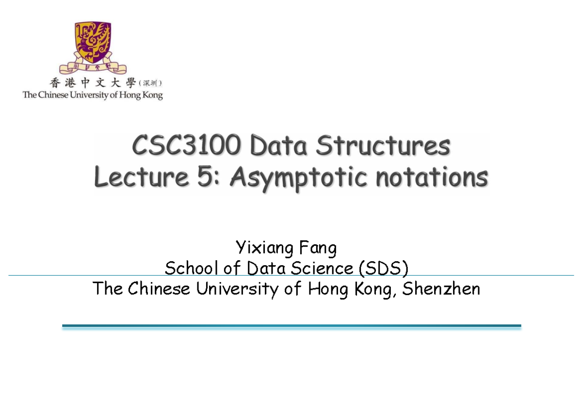 Lecture 5: Asymptotic Notations in Algorithm Analysis (SDS) - Studocu