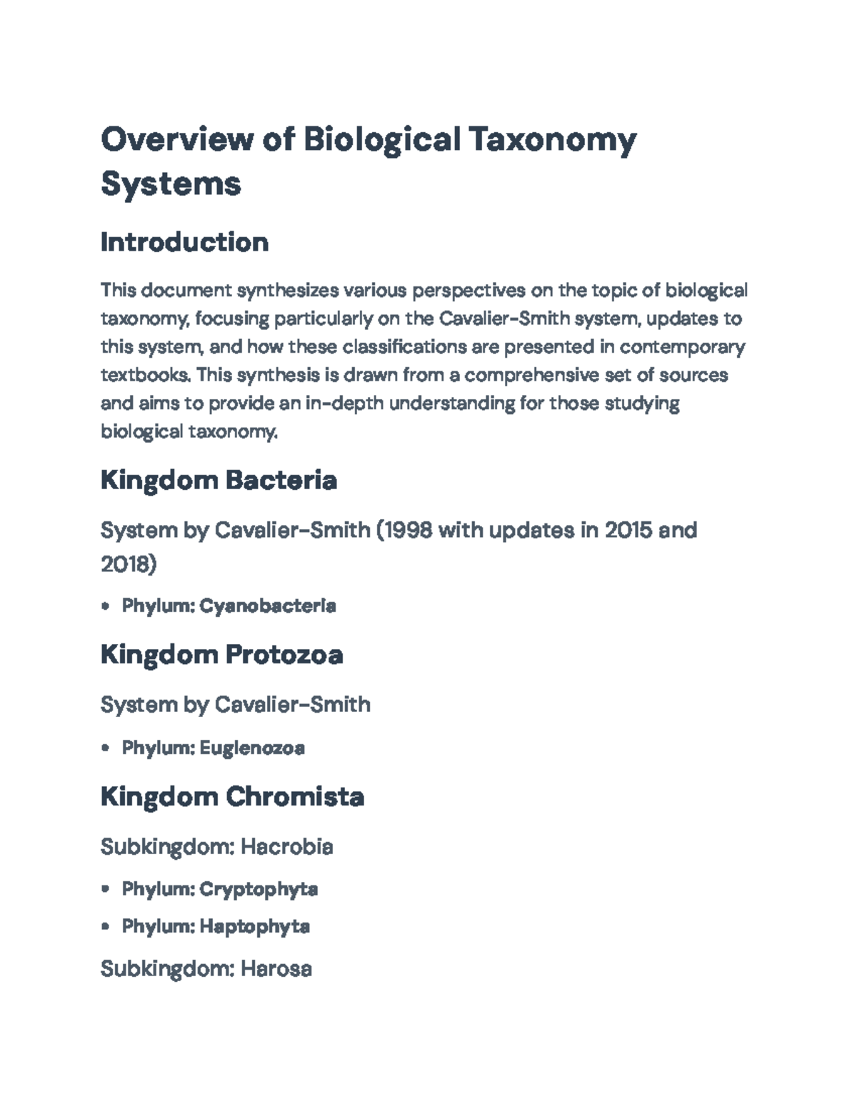 Comprehensive Overview of Biological Taxonomy Systems and Updates ...