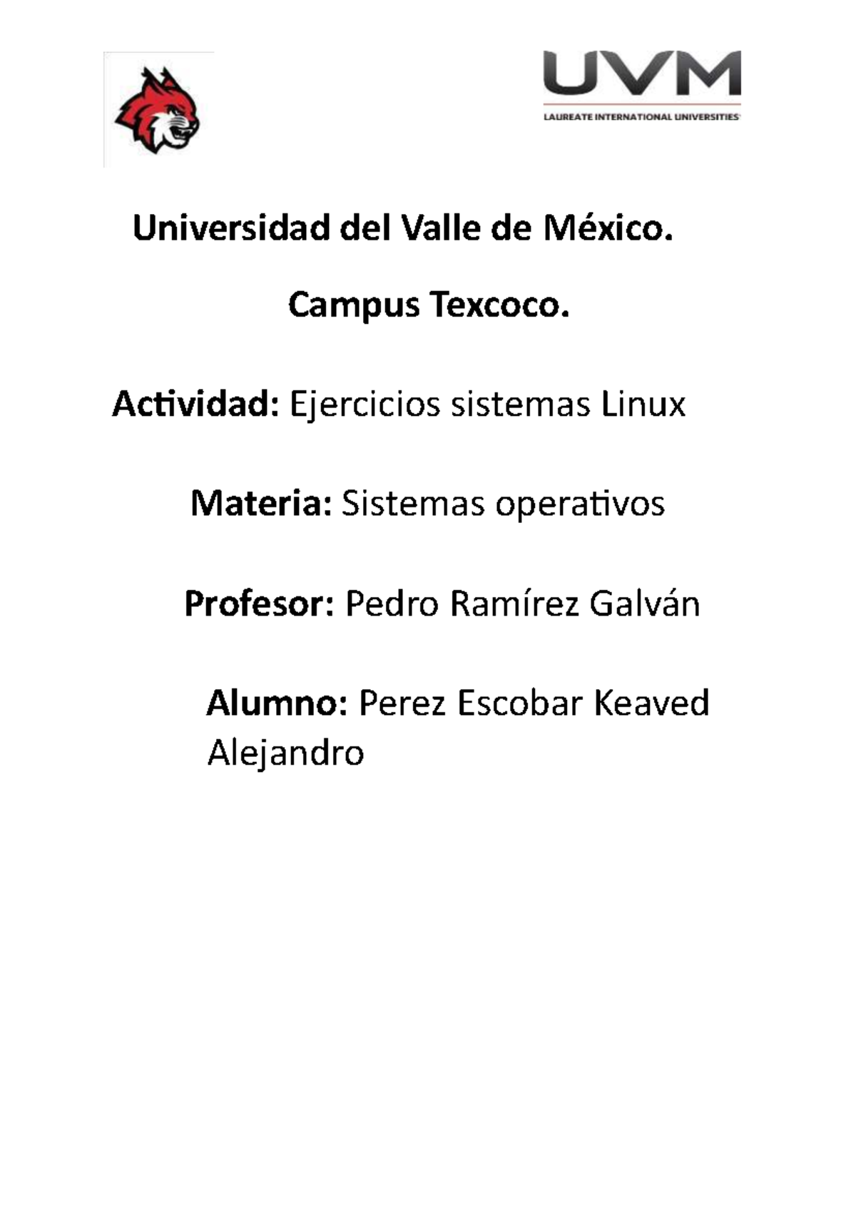 Ejercicios de Sistemas Linux - UVM Texcoco - Studocu