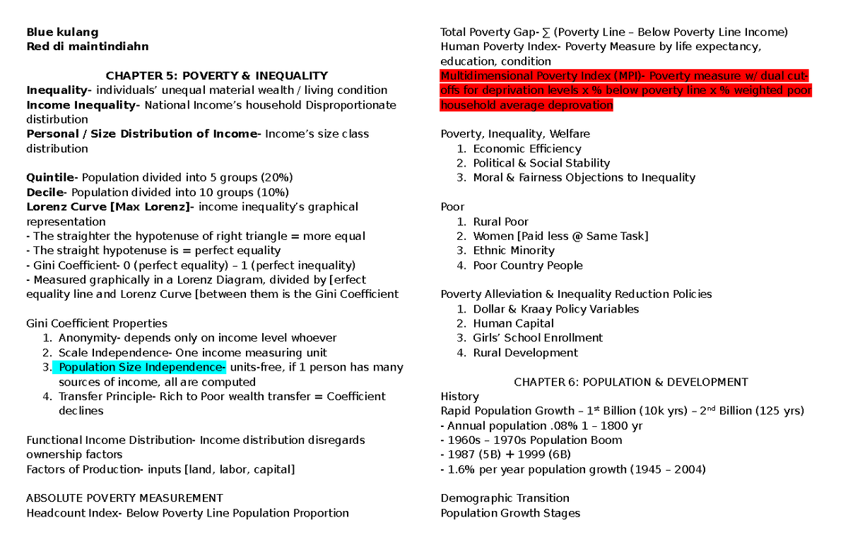Econdev - Economic Development CH 5: Poverty & Inequality Analysis ...