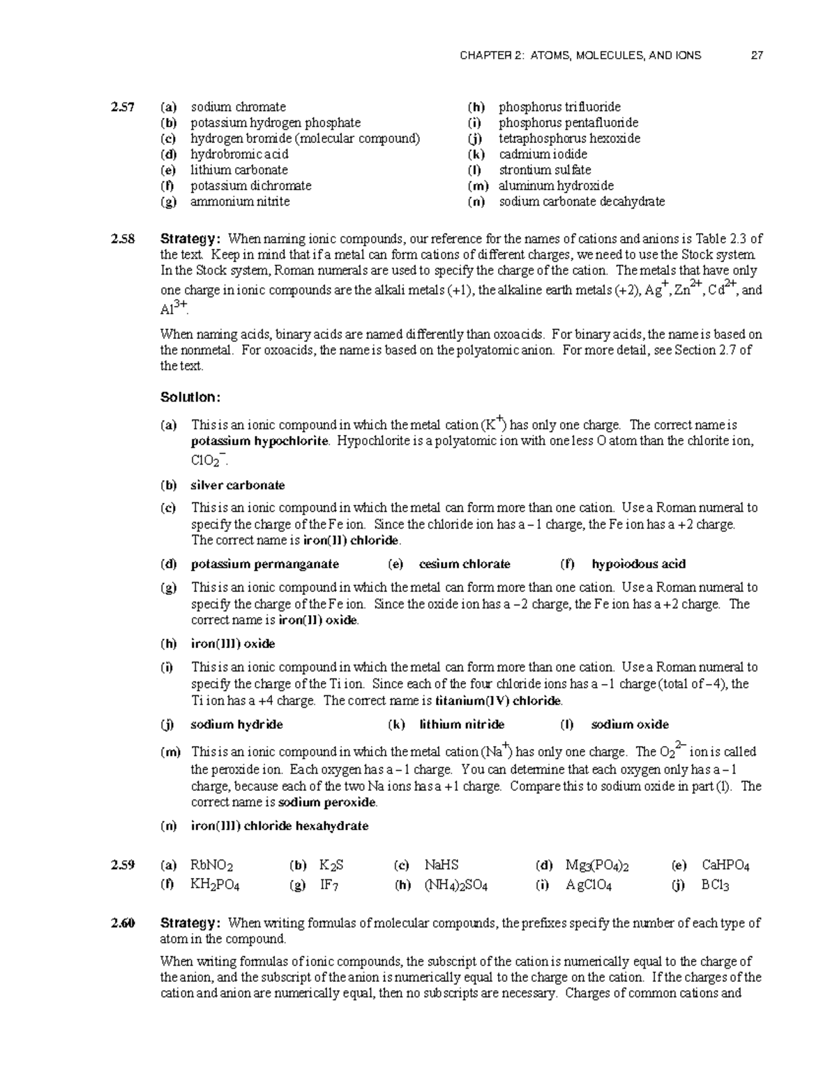 CHAPTER 2: ATOMS, MOLECULES, AND IONS - Solutions Manual (CHEM 10 ...