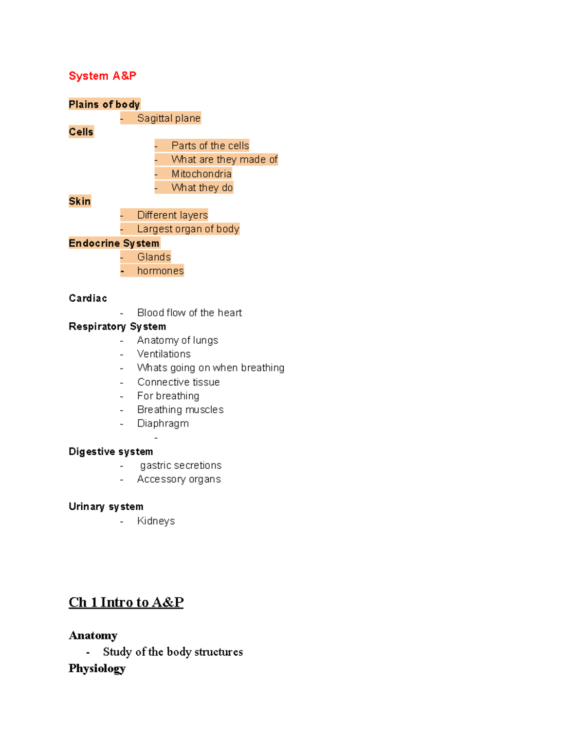 A&P Study Guide - Final - System A&P Plains of body - Sagittal plane ...