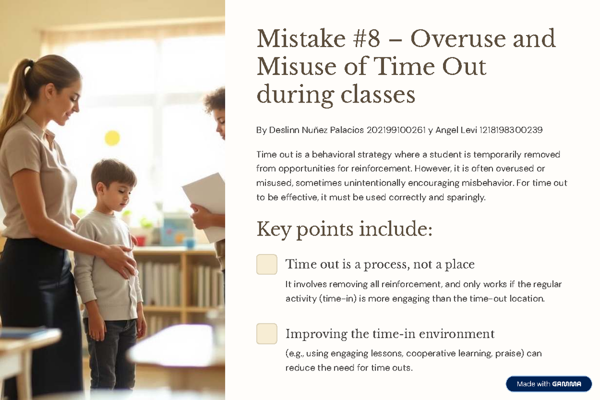 Mistake 8: Overuse and Misuse of Time Out in Classrooms - Studocu