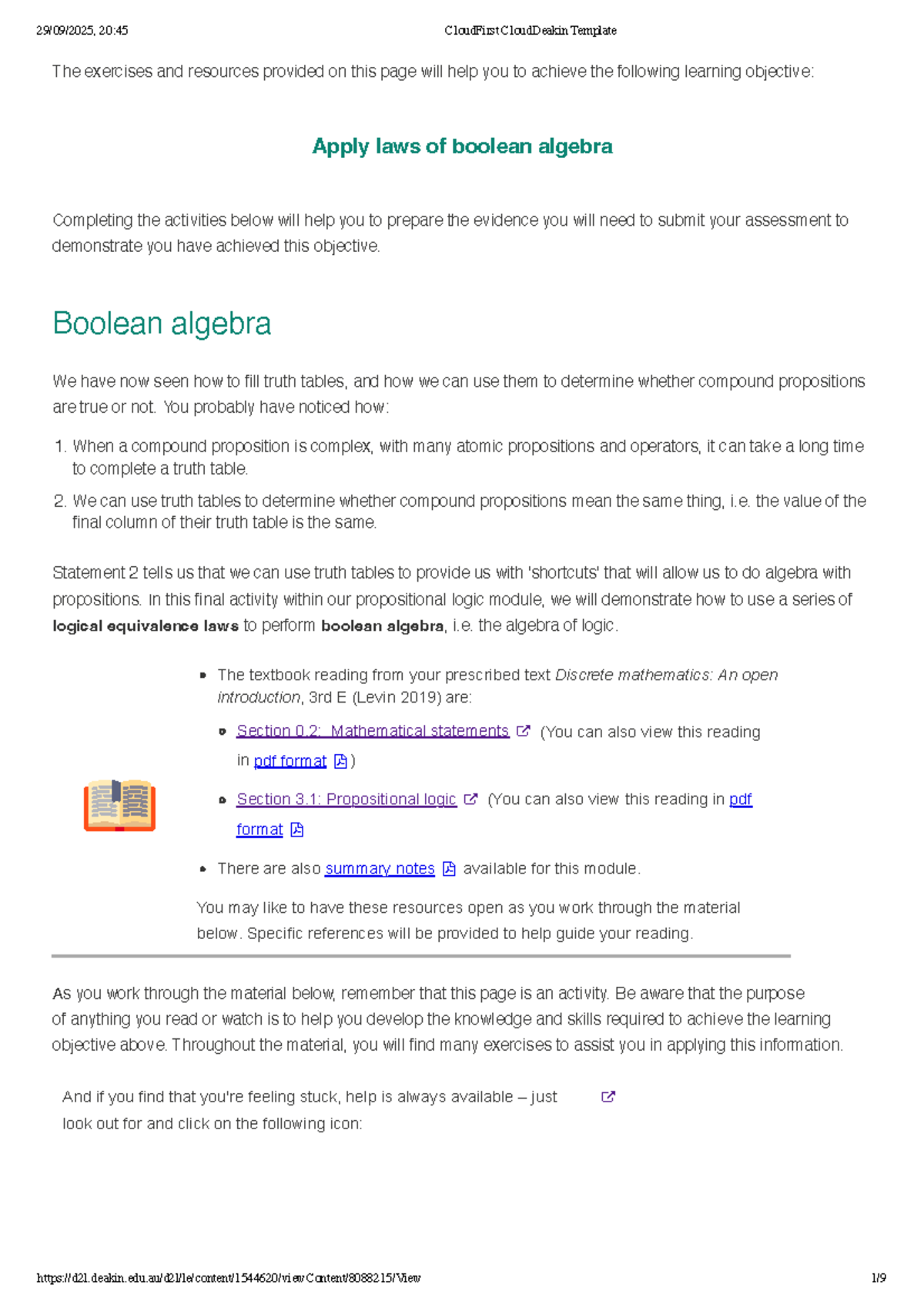 Activity 3: Boolean Algebra - SIT192 - Discrete Mathematics - Studocu