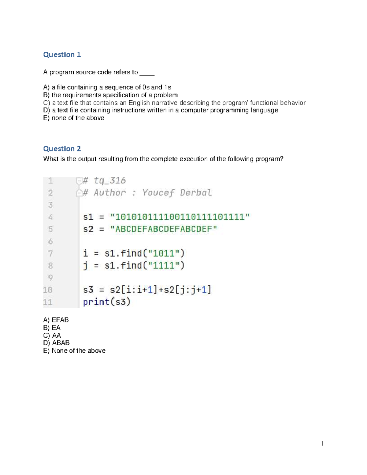 Sample Questions - Past Tests for CS101 Midterm Exam - Studocu