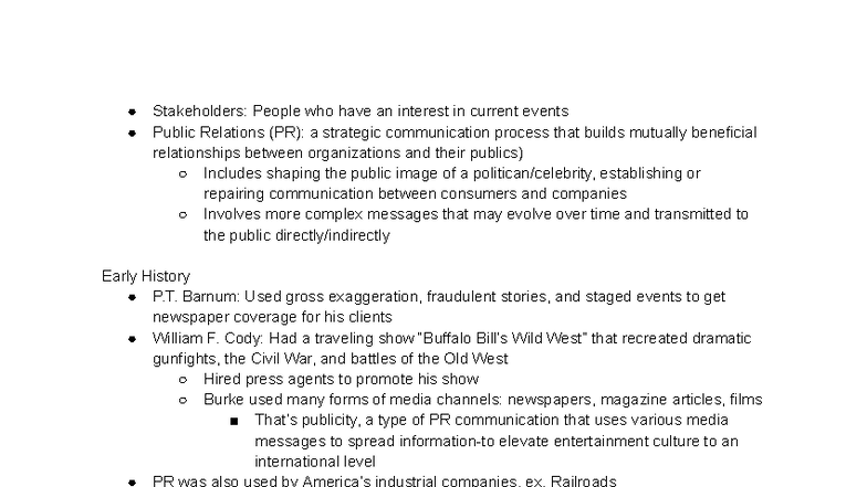PR History and Key Figures: Stakeholders and Strategies - Studocu