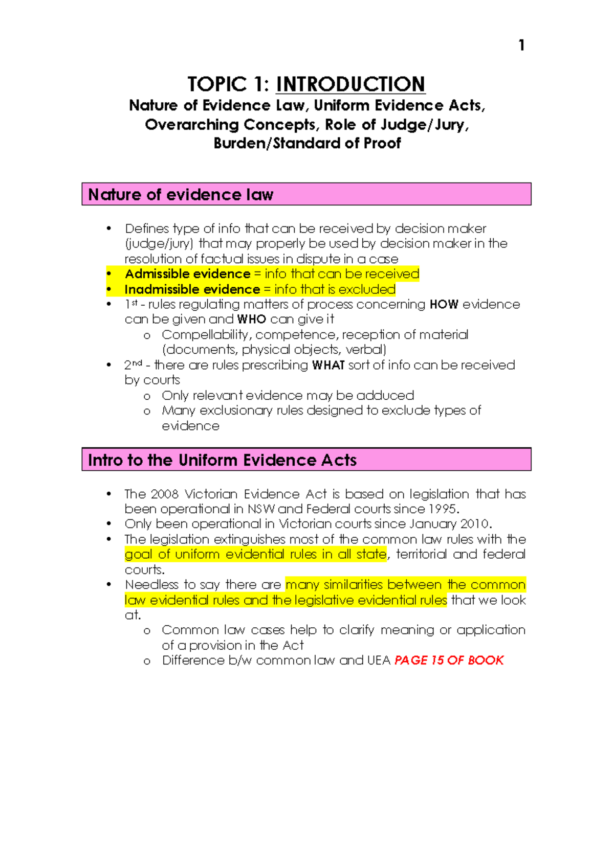Comprehensive-evidence-law-notes-hd - TOPIC 1: INTRODUCTION Nature of ...