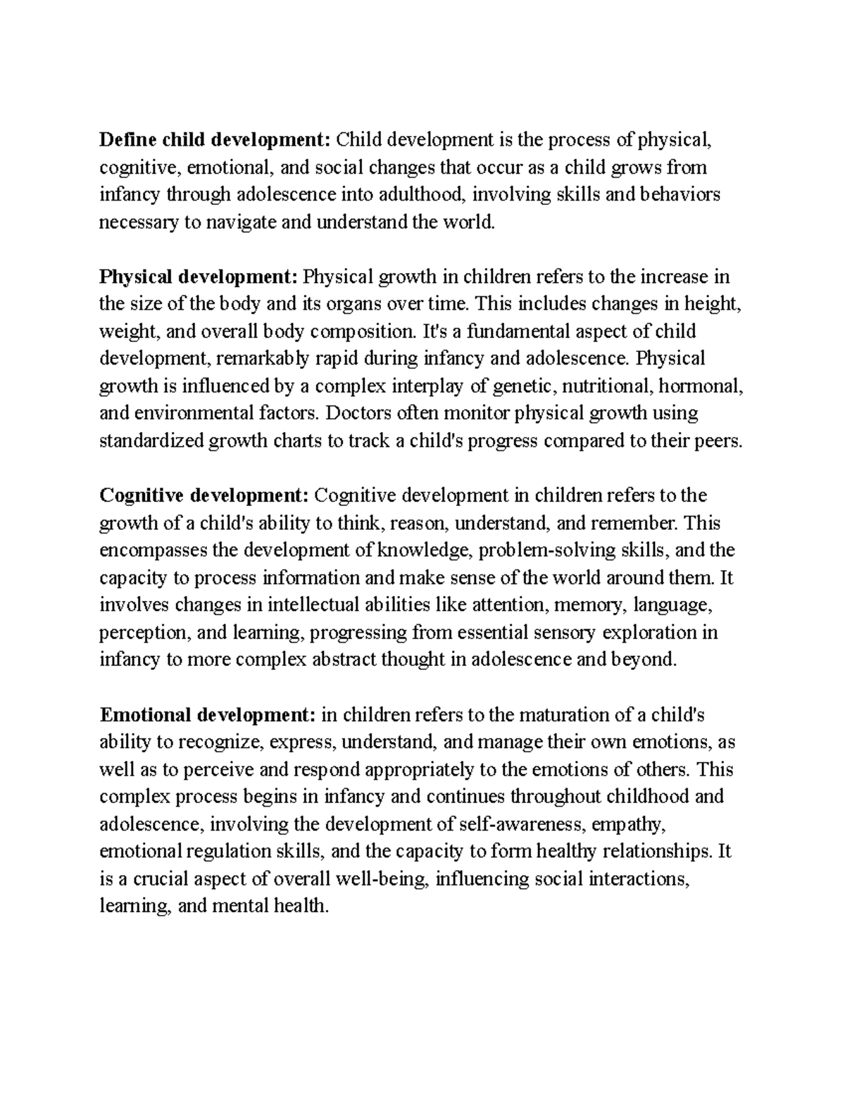 Final Exam Notes: Understanding Child Development Processes - Studocu