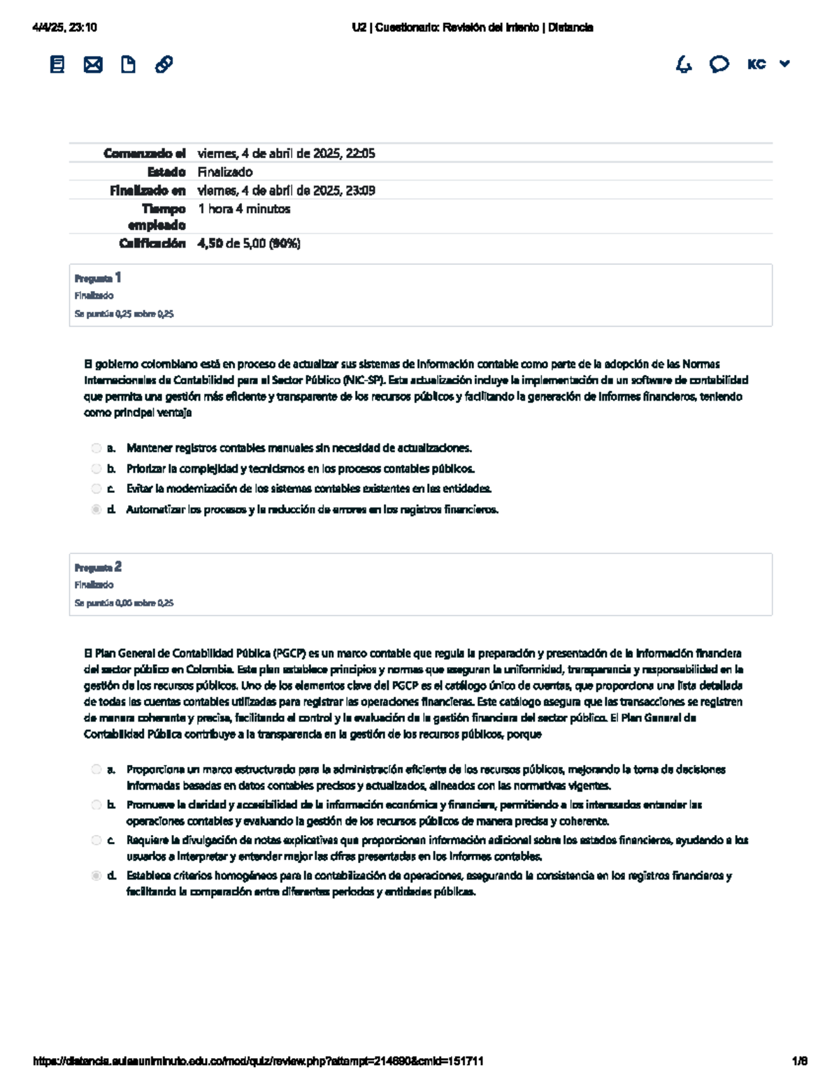 Examen U2: Contabilidad Gubernamental - Evaluación de Conocimientos - Studocu