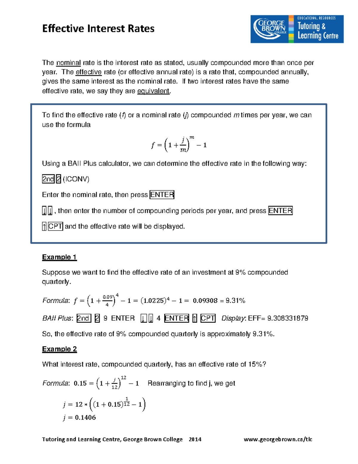 Effective interest rates - Effective Interest Rates Tutoring and ...